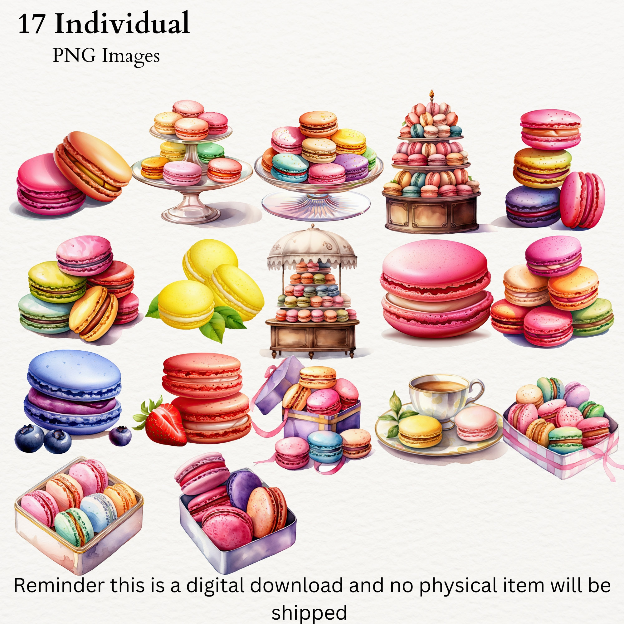 Cute Watercolor Macaron Clipart Set 17 Macaron Illustrations - Etsy