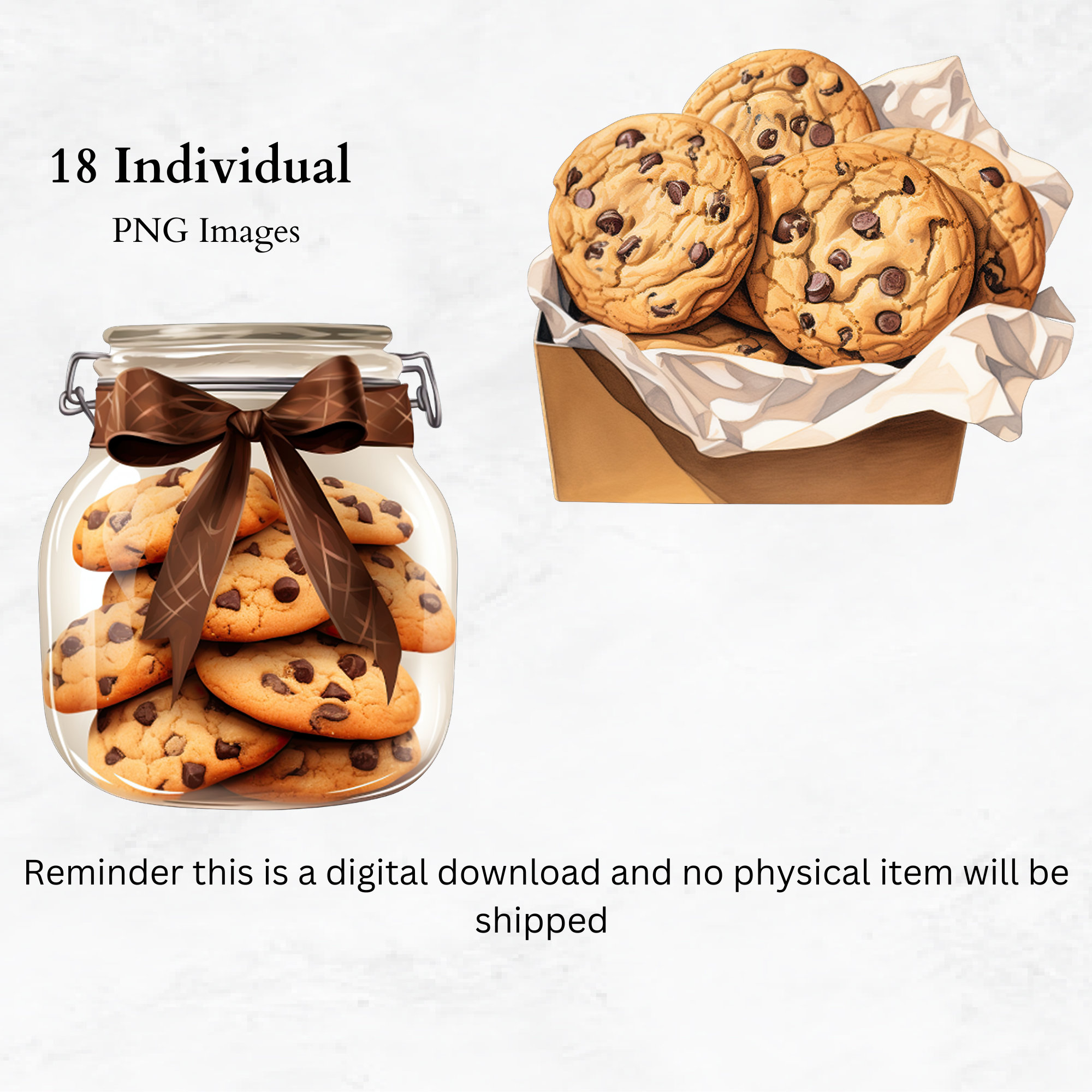 Chocolate Chip Cookie Watercolor Clipart, Dessert Illustration, Digital ...