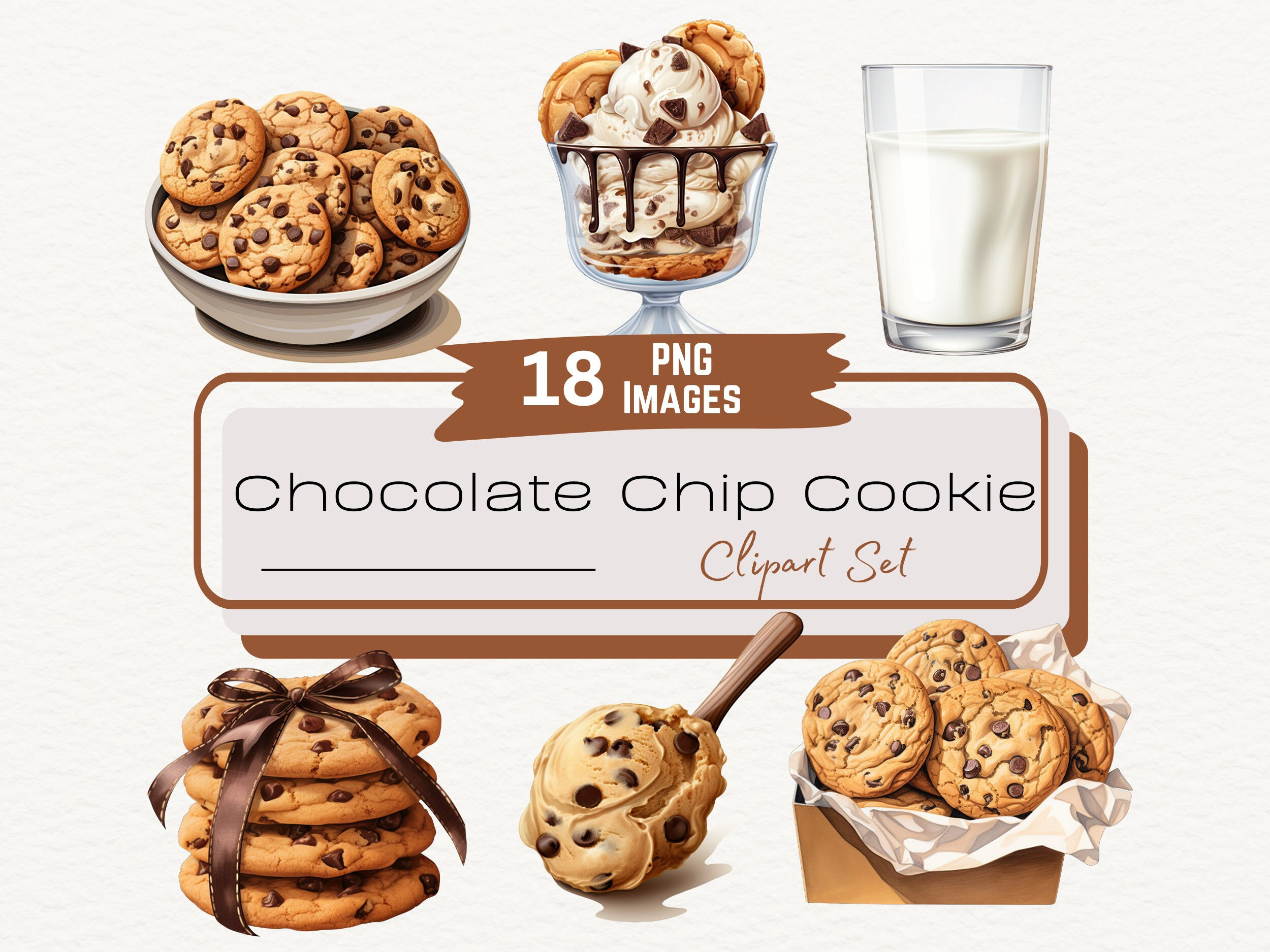 Chocolate Chip Cookie Watercolor Clipart, Dessert Illustration, Digital ...