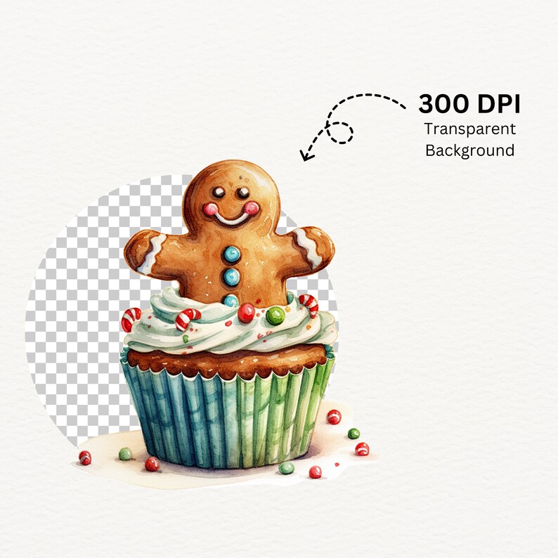 Christmas Cupcake Watercolor Clipart Bundle, Holiday Cupcake ...