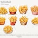 French Fries Watercolor Clipart Bundle, Fast Food Digital Illustration ...