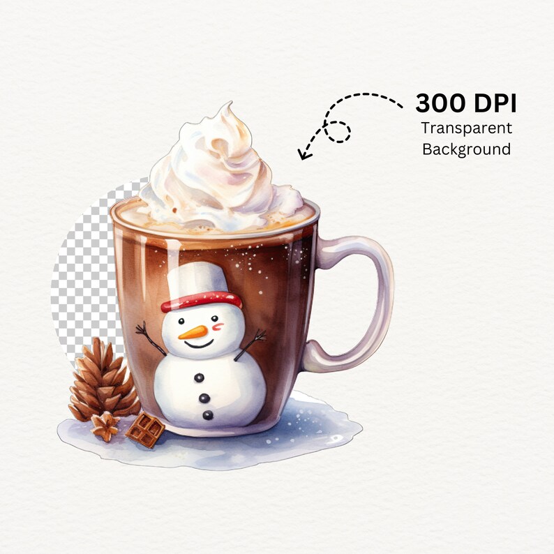 Hot Chocolate Watercolor Clipart, Hot Cocoa Illustration, Winter ...