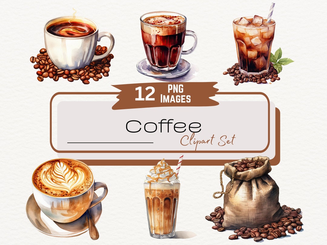 Coffee Watercolor Clipart Bundle, Cozy Coffee Mug Art, Iced Coffee ...