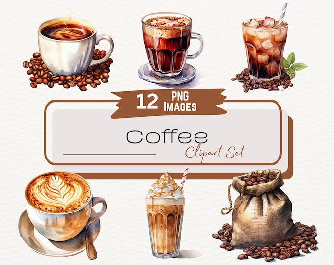 Coffee Lover Clipart Boho, DIGITAL DOWNLOAD, Watercolor Cup of Coffee ...