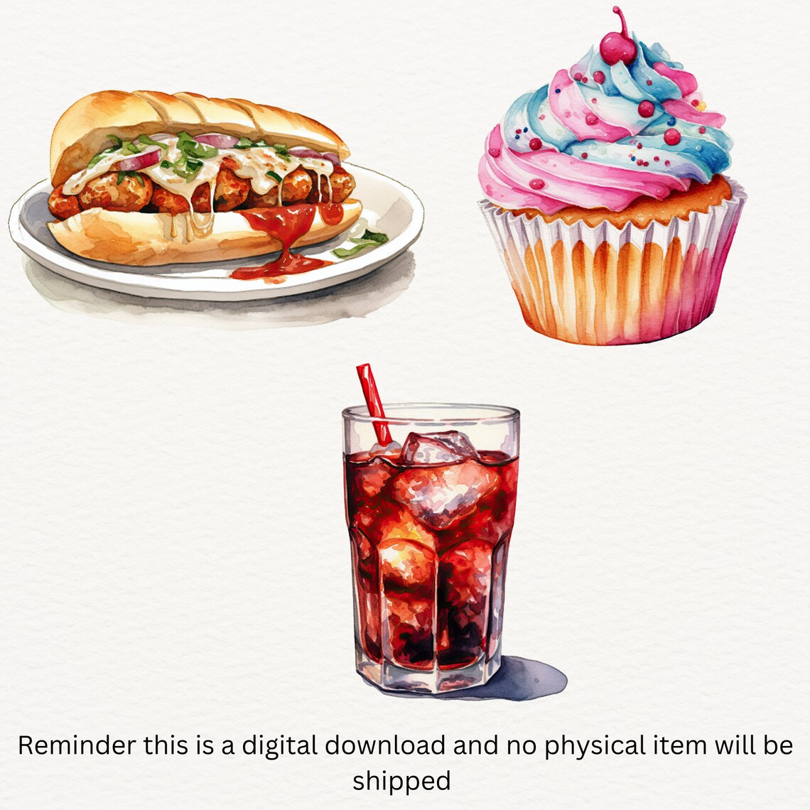 Party Snacks Watercolor Food Clipart Bundle, Transparent Food ...