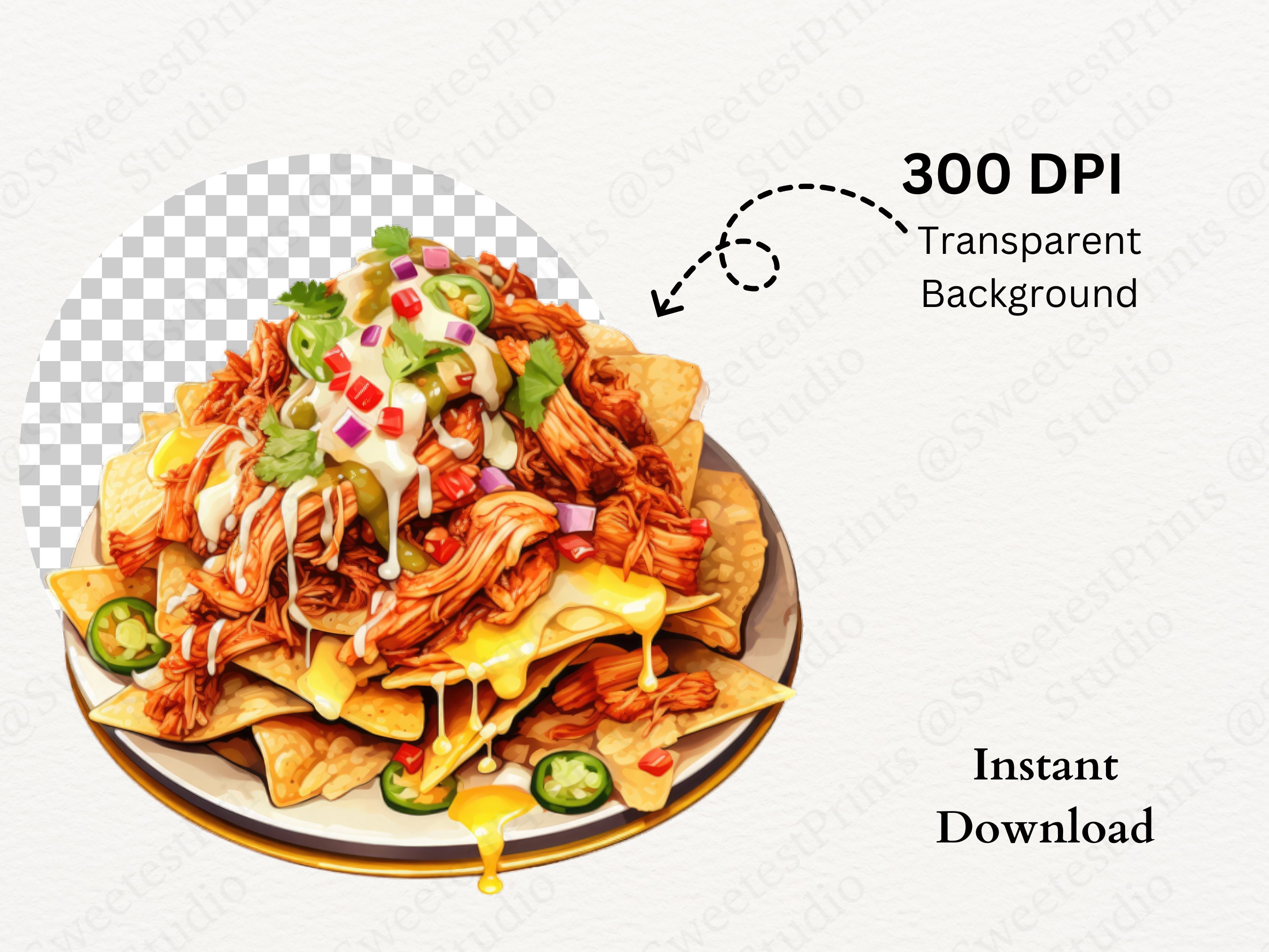 Watercolor Loaded Nachos Clipart Bundle, Party Snacks Fast Food ...