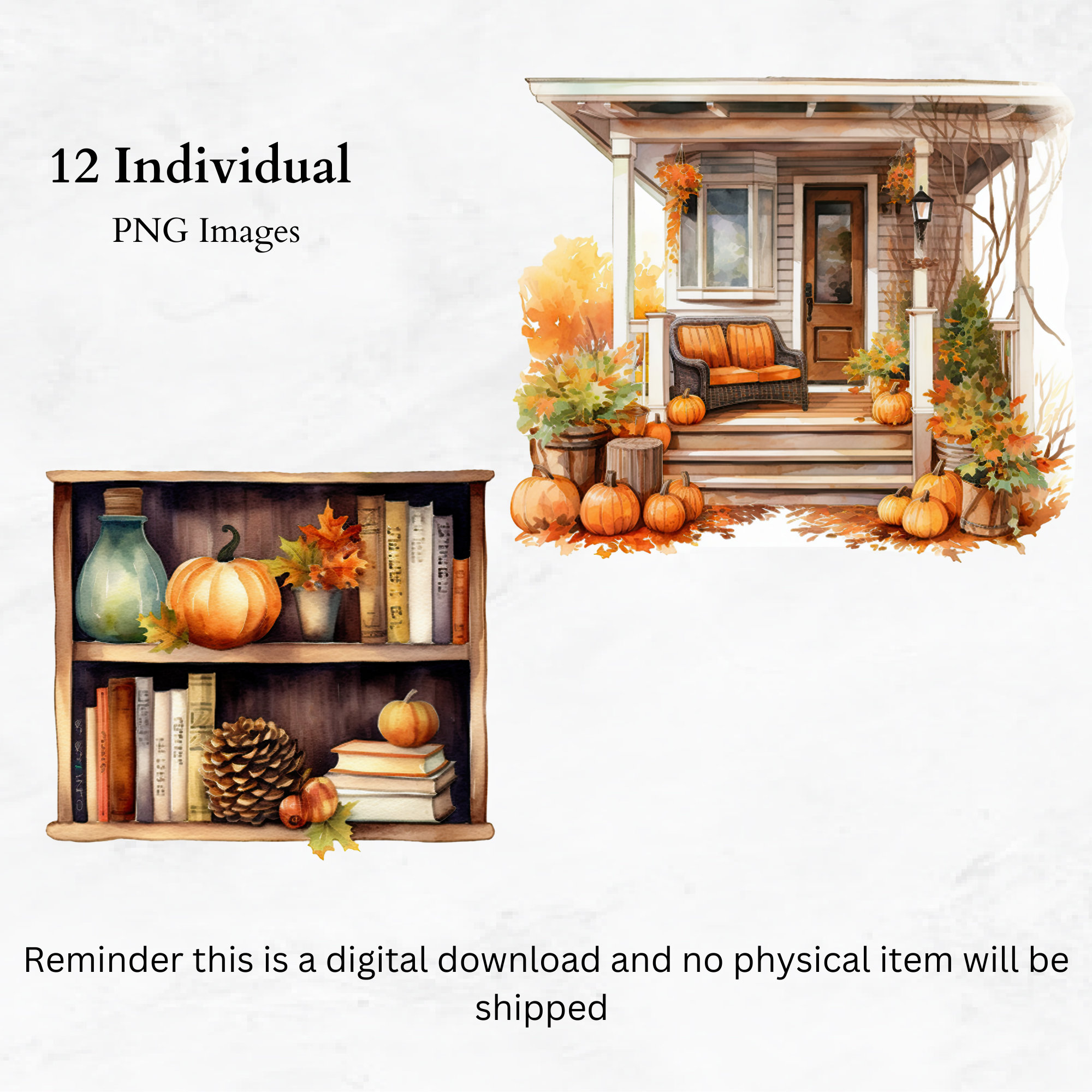 Autumn Watercolor Clipart Set, Transparent Cozy Fall Clipart Bundle ...