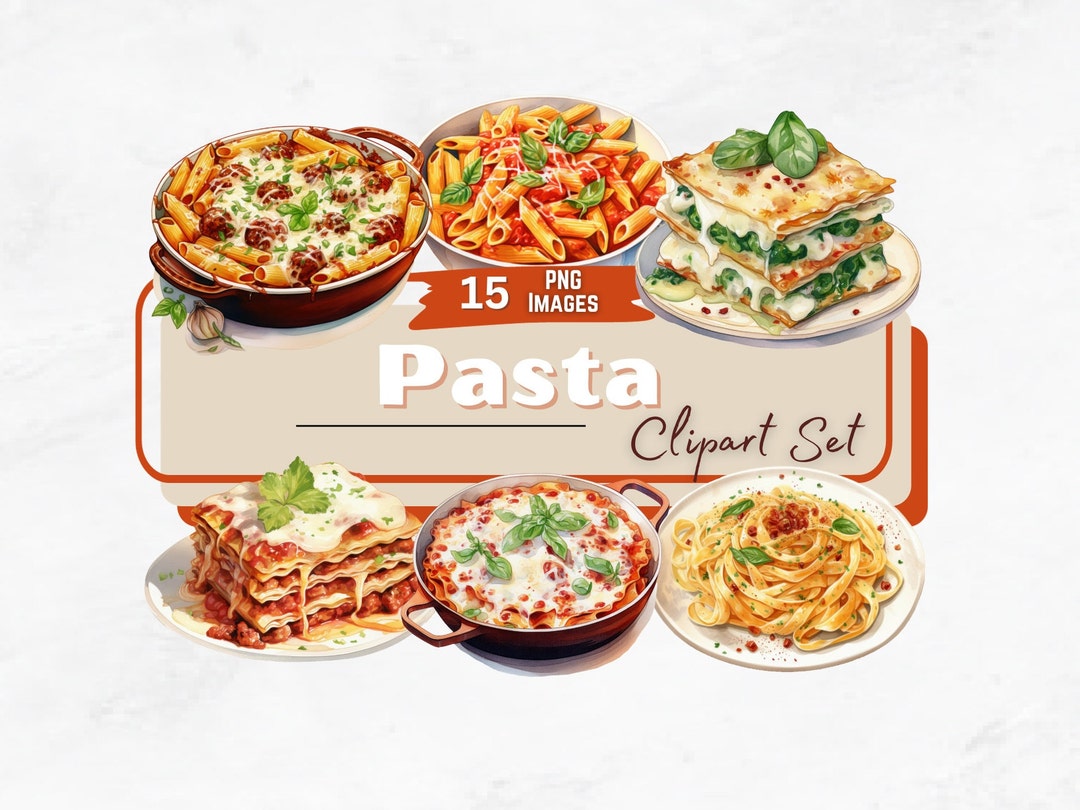 Italian Pasta Watercolor Clipart Set Transparent Food Clipart - Etsy