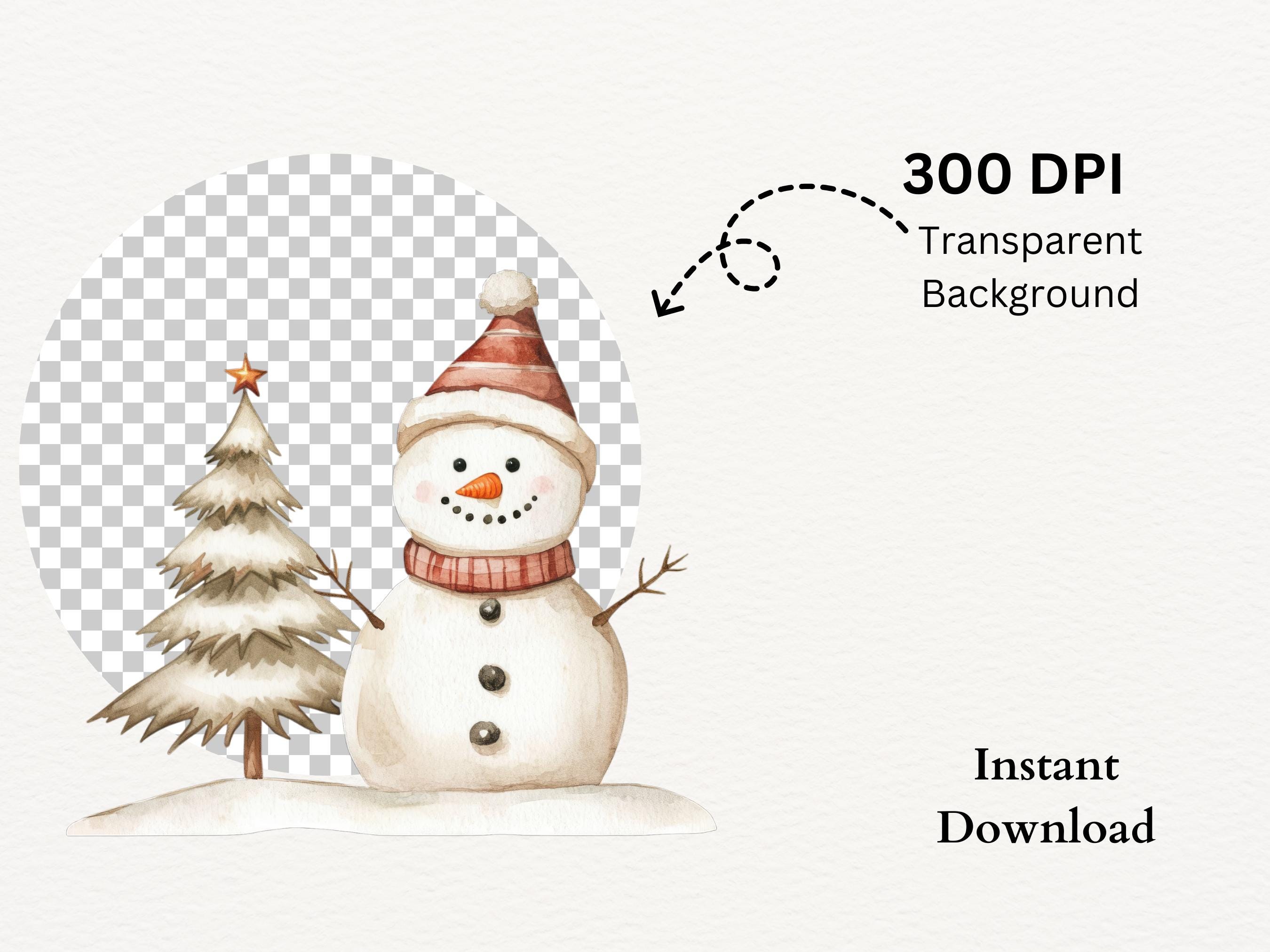Cute Busy Snowmen Watercolor Clipart Bundle, Cozy Boho Christmas Winter ...