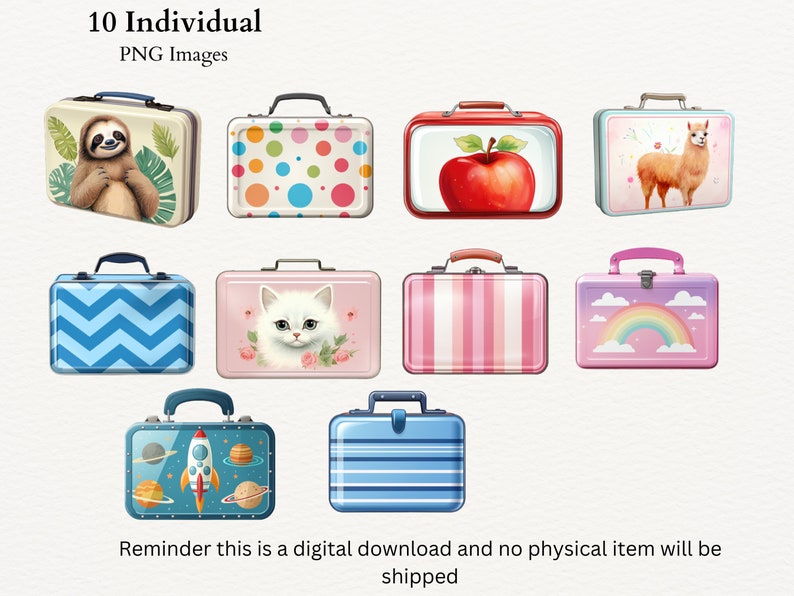 Watercolor School Lunch Box Clipart Set, Bagged Cafeteria Table ...