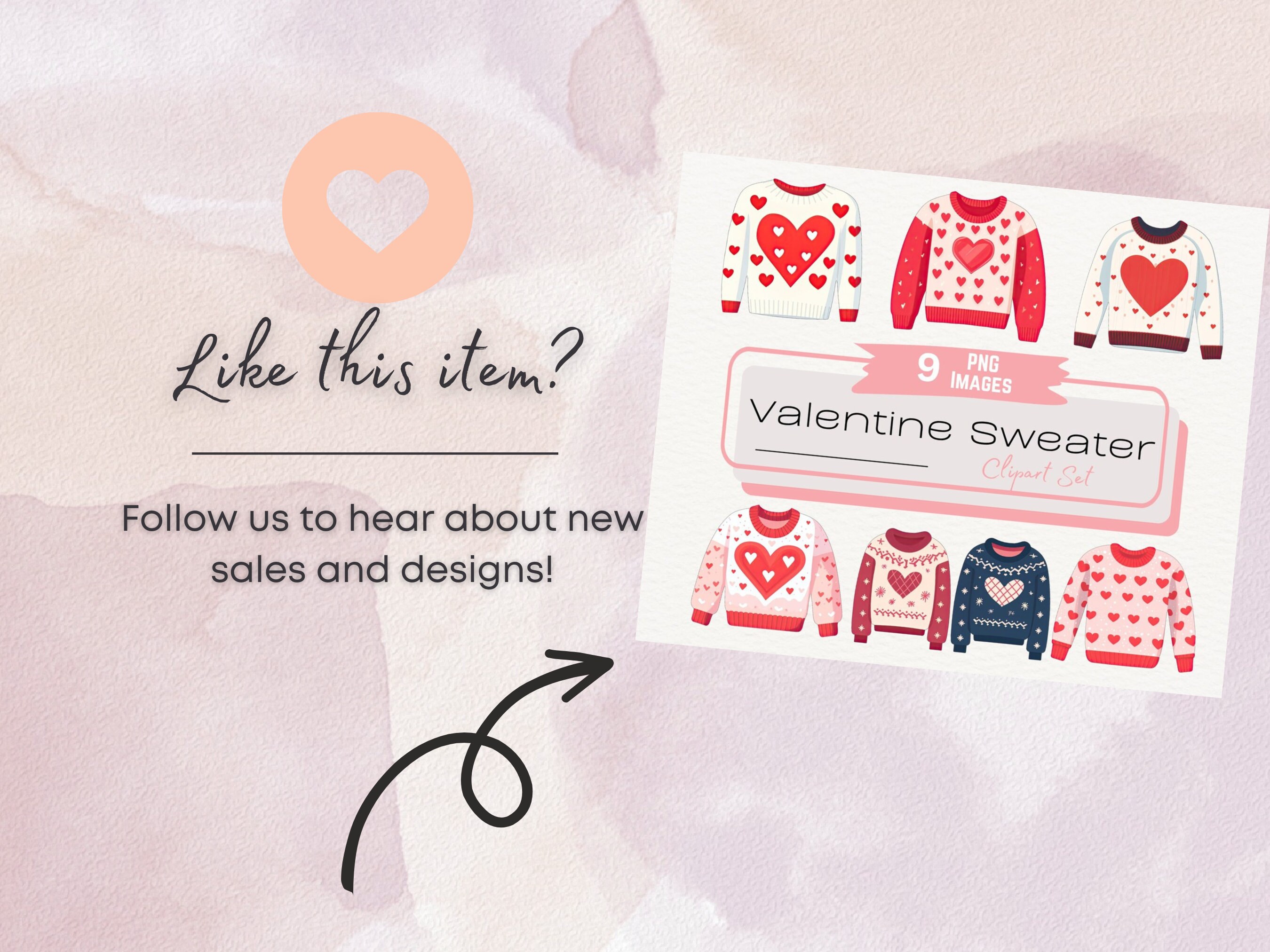 Cute Watercolor Valentine's Day Heart Cookie Clipart Bundle, Pink Red ...