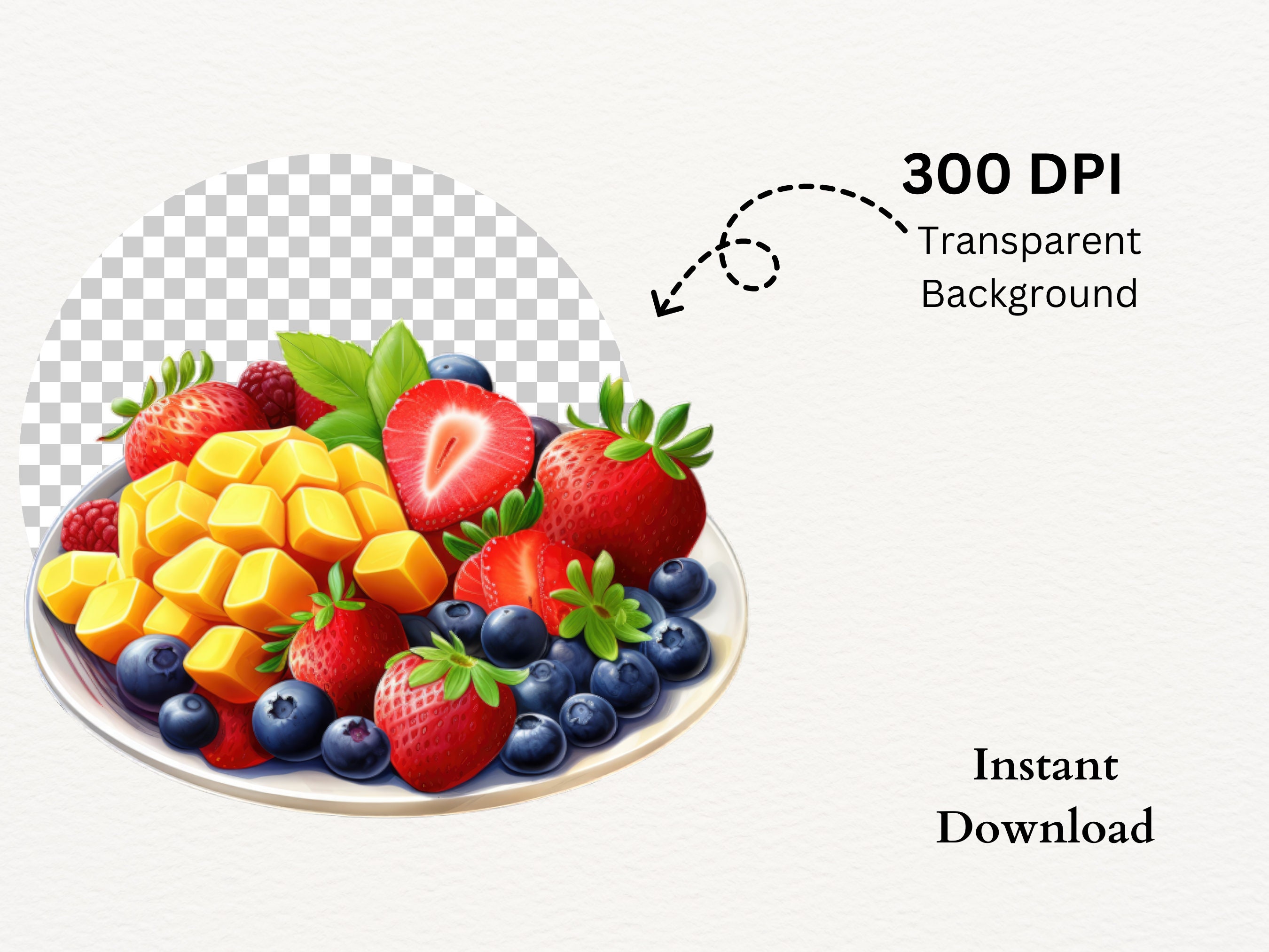 Watercolor Mixed Fruit Salad Clipart Bundle, Fresh Cut Summer Fruit ...