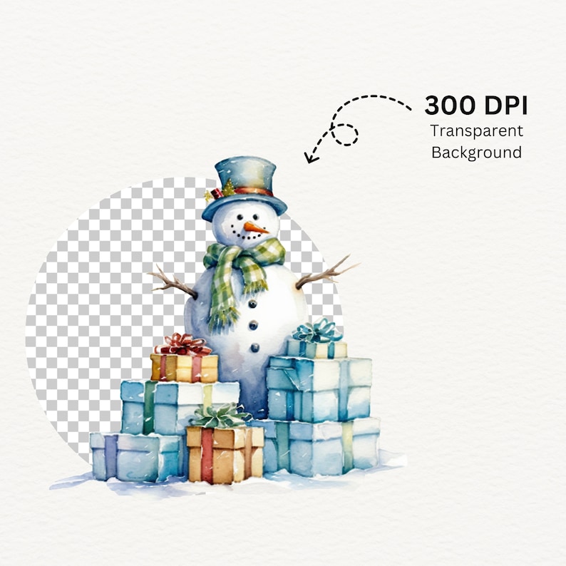 Watercolor Snowman Clipart Set, Vintage Snowman PNG, Christmas Snowmen ...