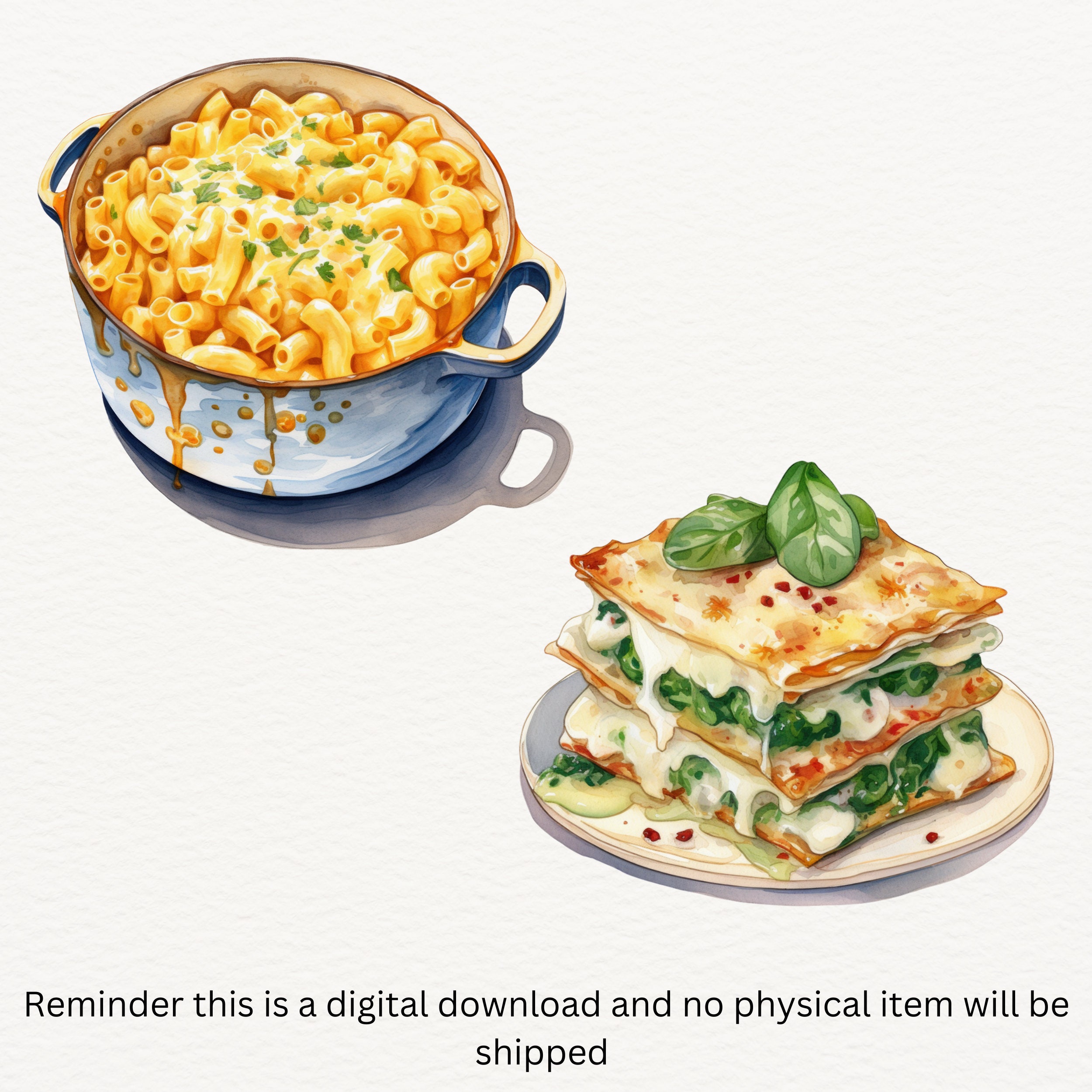 Italian Pasta Watercolor Clipart Set, Transparent Food Clipart Bundle ...