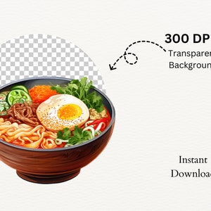 Watercolor Ramen Clipart Bundle, Digital Asian Food Illustration PNG ...
