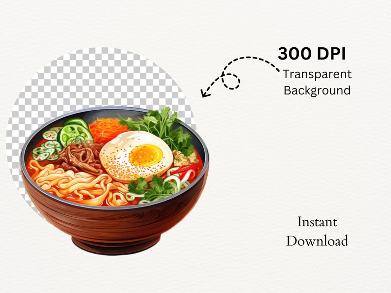 Watercolor Ramen Clipart Bundle, Digital Asian Food Illustration PNG ...