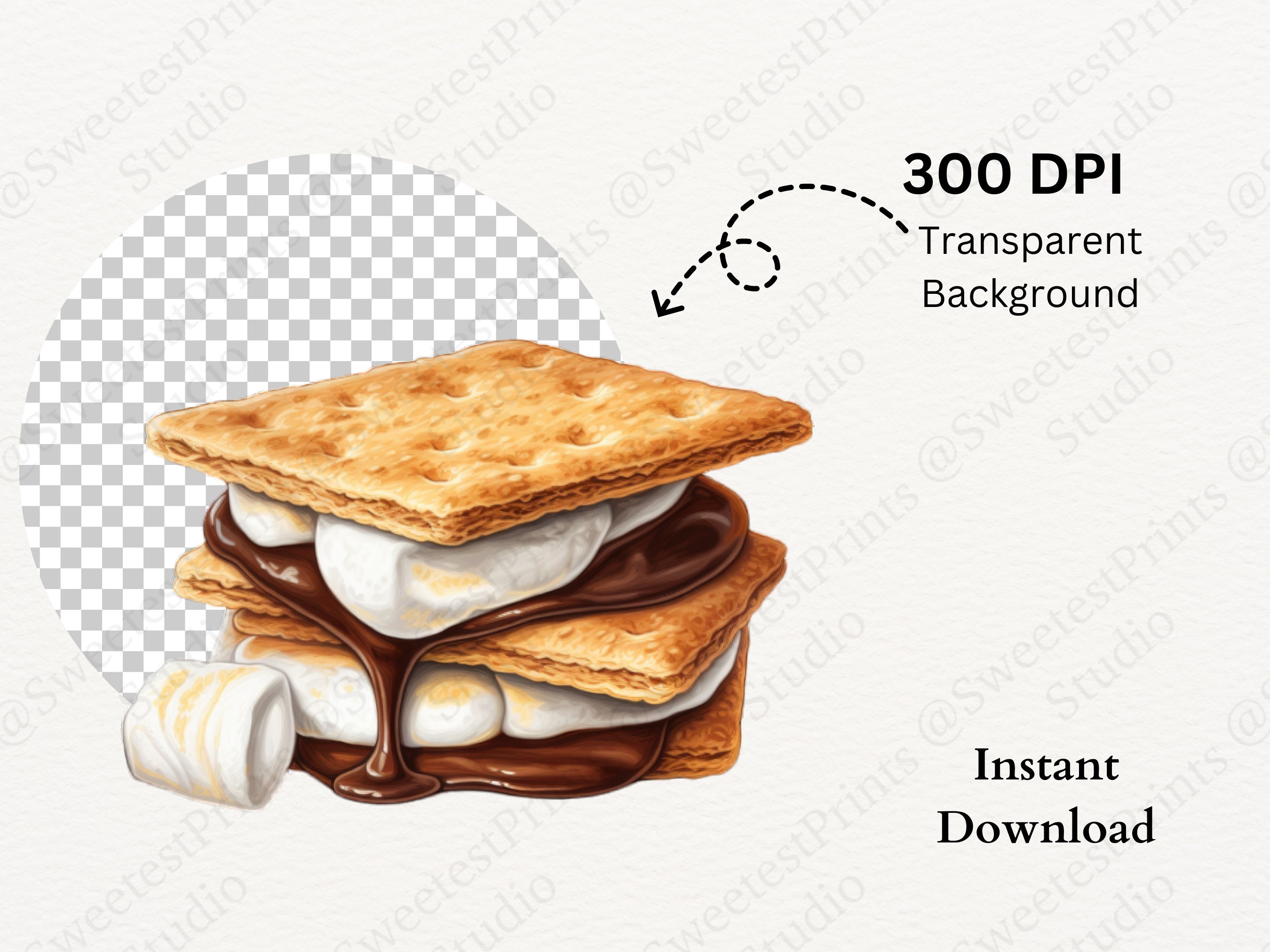 Watercolor S'more Clipart Bundle, Cute Camping Smores Digital Dessert ...
