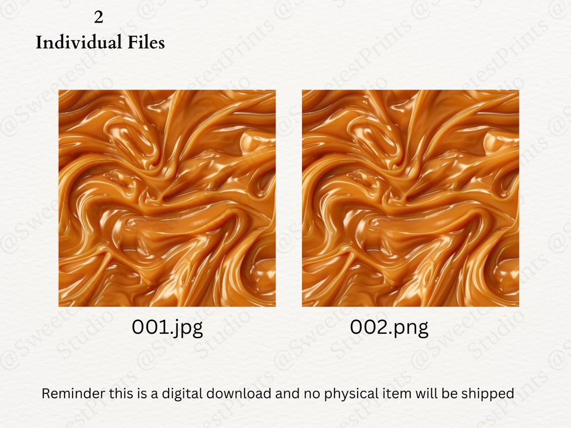 3D Melted Caramel Swirl Seamless Digital Pattern, Dessert Toppings ...