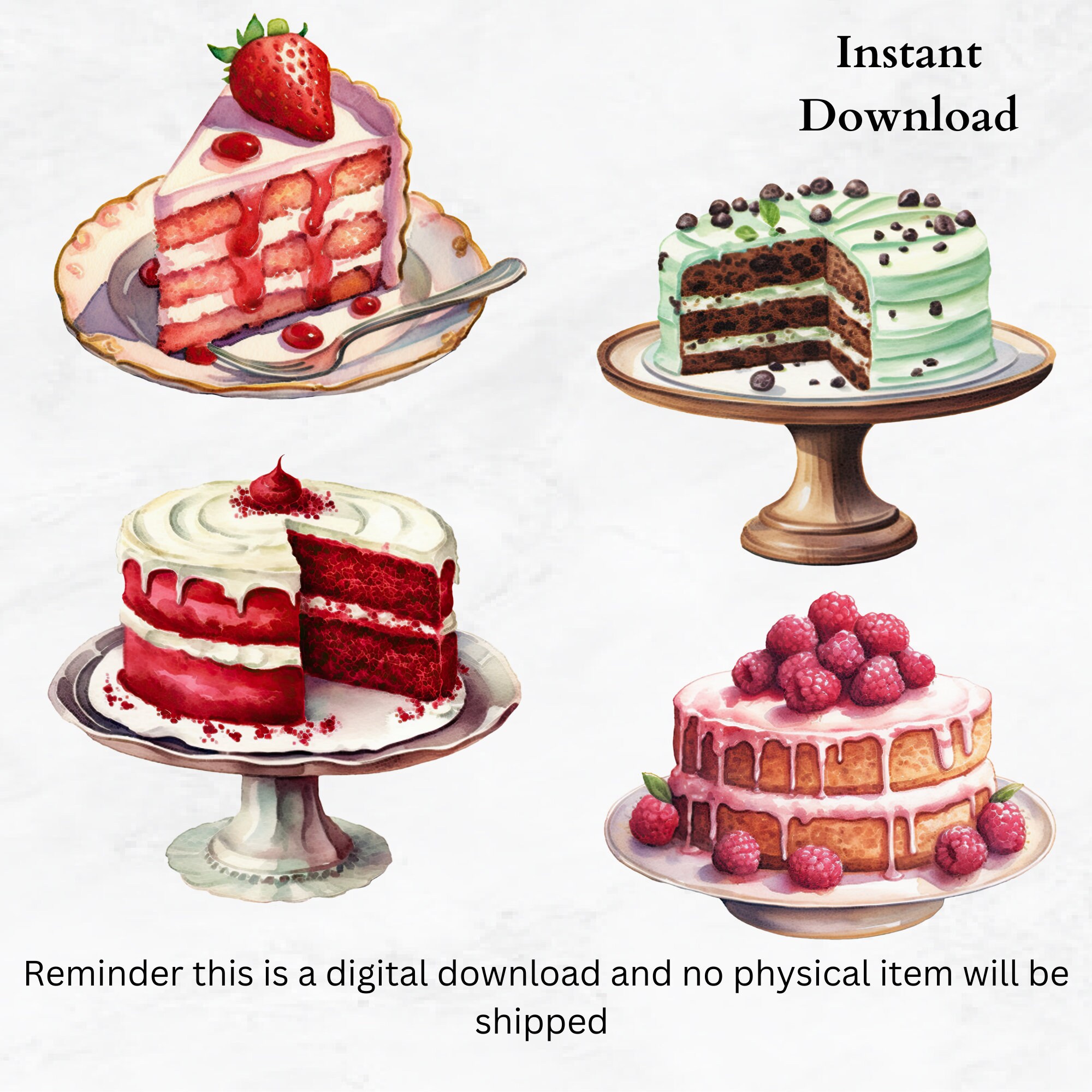 Dessert Cake Watercolor Clipart, Sweet Treats, Birthday Cake, Food ...