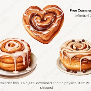 Watercolor Cinnamon Roll Clipart Set, Cute Breakfast Pastry Dessert ...