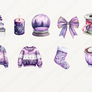 Adorable Purple Christmas Clipart Bundle, Winter Holiday Village ...
