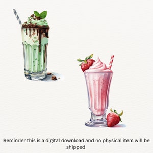 Milkshake Watercolor Clipart Set, Transparent Dessert Clipart, Ice ...