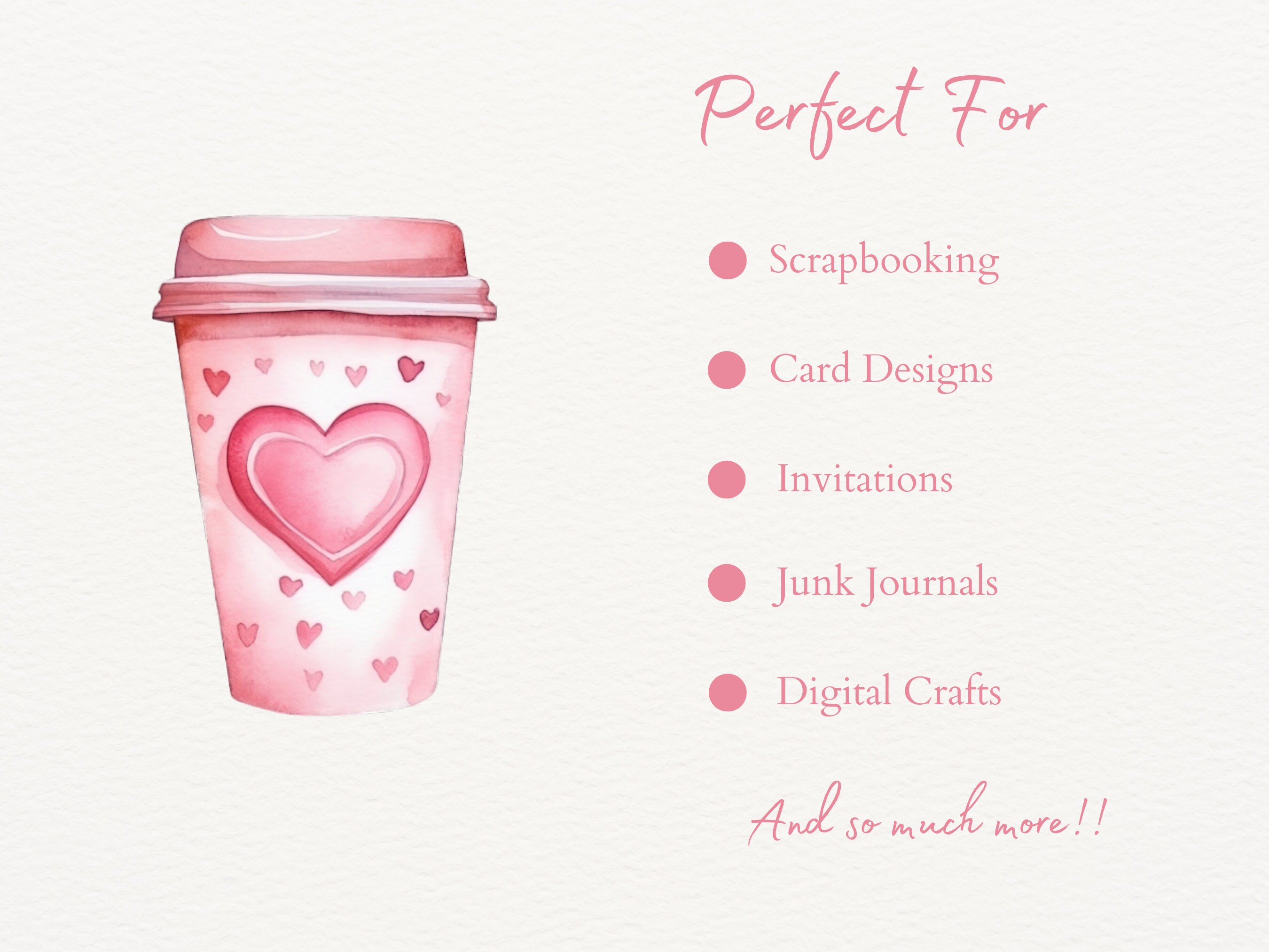 Cute Valentine Coffee Watercolor Clipart, Valentine's Day Graphics ...