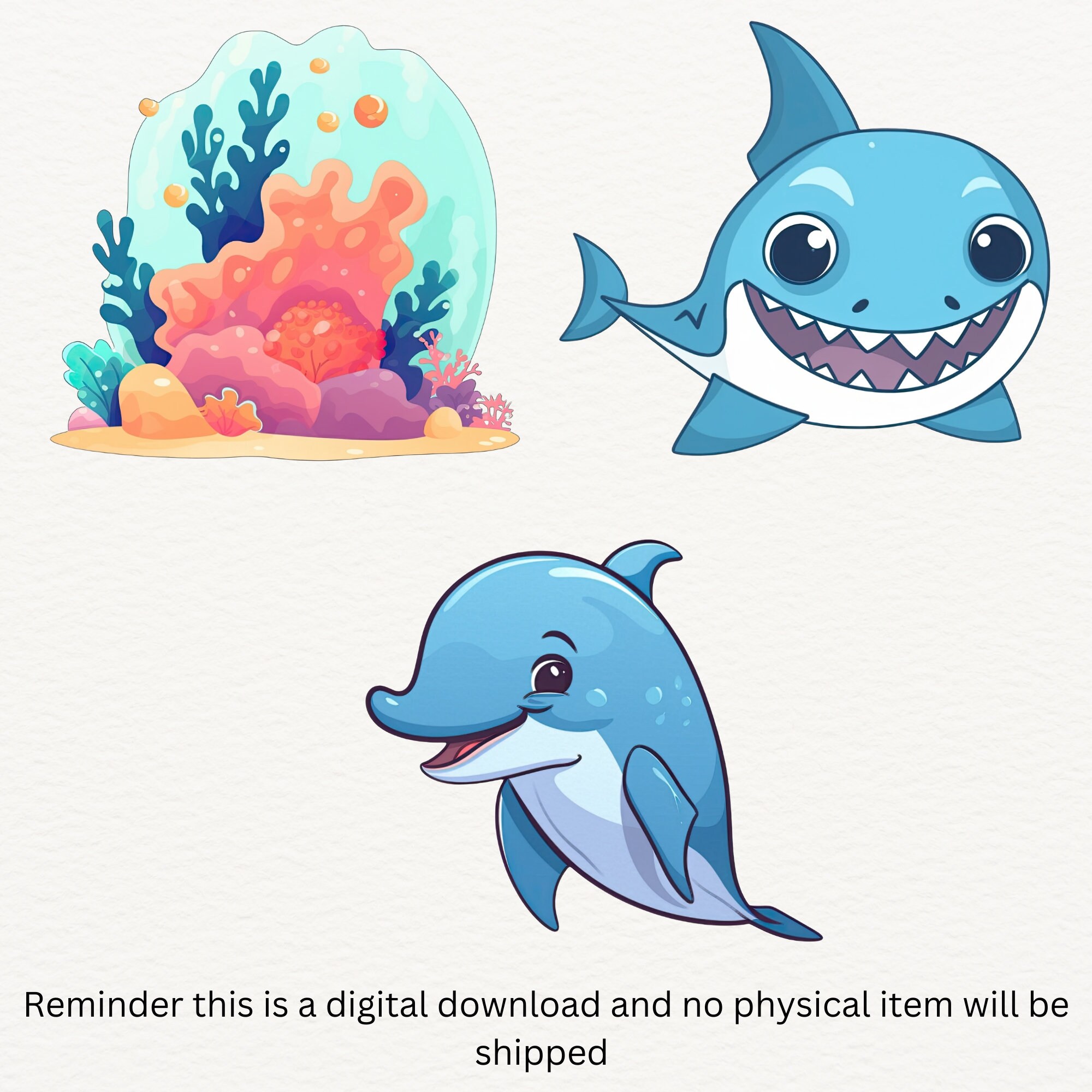 Cute Kawaii Sea Creatures Clipart Cute Baby Animals Cute Sea - Etsy