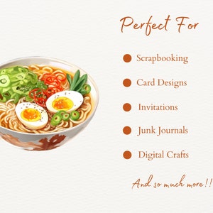Watercolor Ramen Clipart Bundle, Digital Asian Food Illustration PNG ...