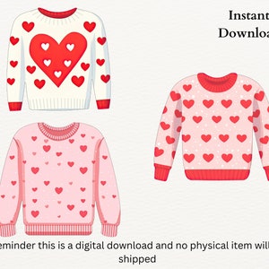 Cute Valentines Day Sweater Clipart, Romantic Valentine's Illustrations ...
