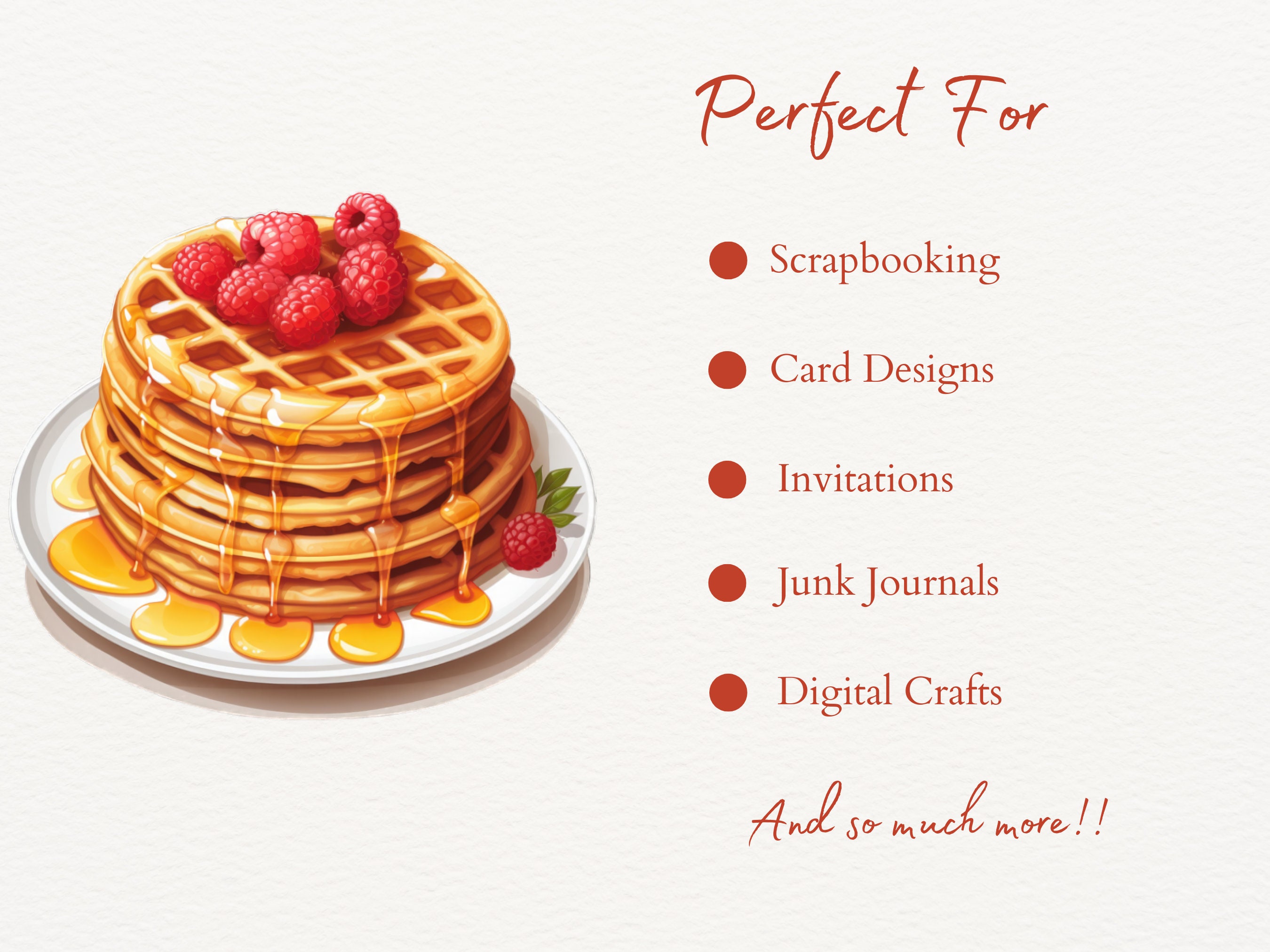 Watercolor Waffle Breakfast Clipart Bundle, Fruit Waffle Stack, Digital ...