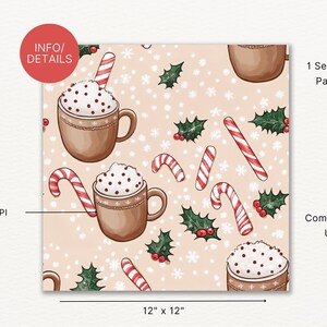 Watercolor Winter Hot Chocolate Seamless Digital Download, Cozy Festive ...