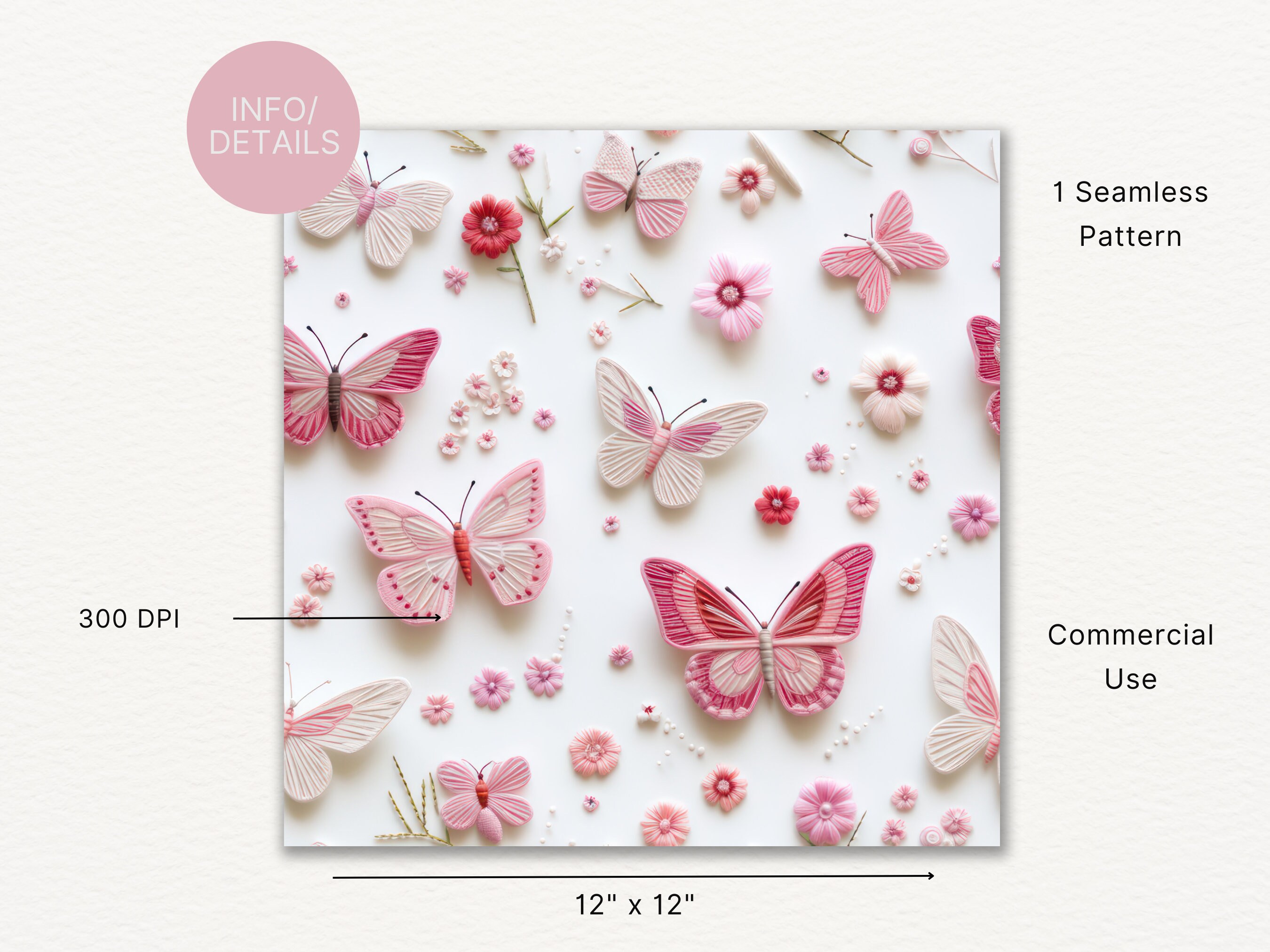 Pink Butterfly Seamless Pattern, Repeating Digital Pattern, Pastel ...