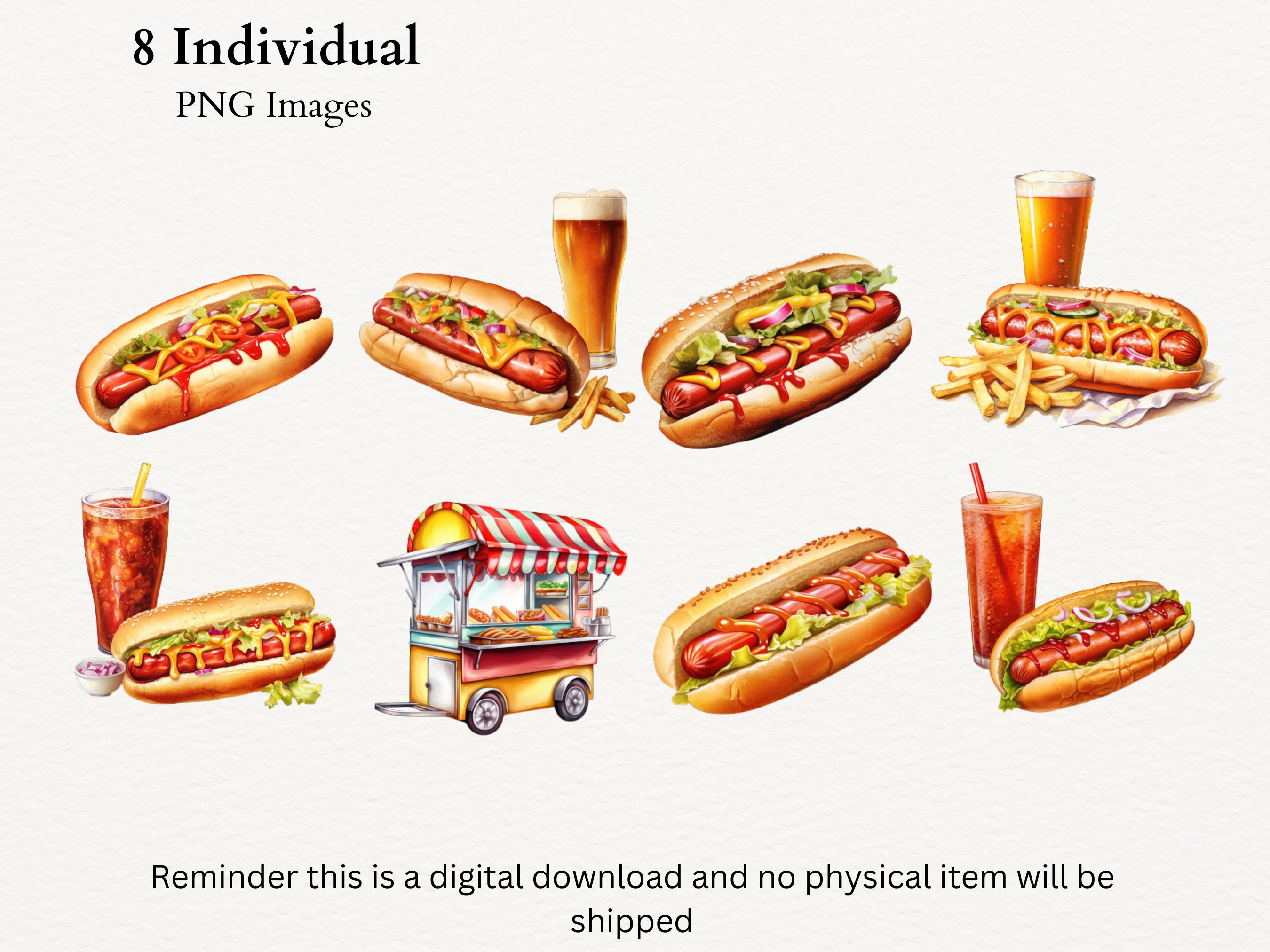 Watercolor Hotdog Clipart, Fast Food Hotdog Stand Illustration PNG ...
