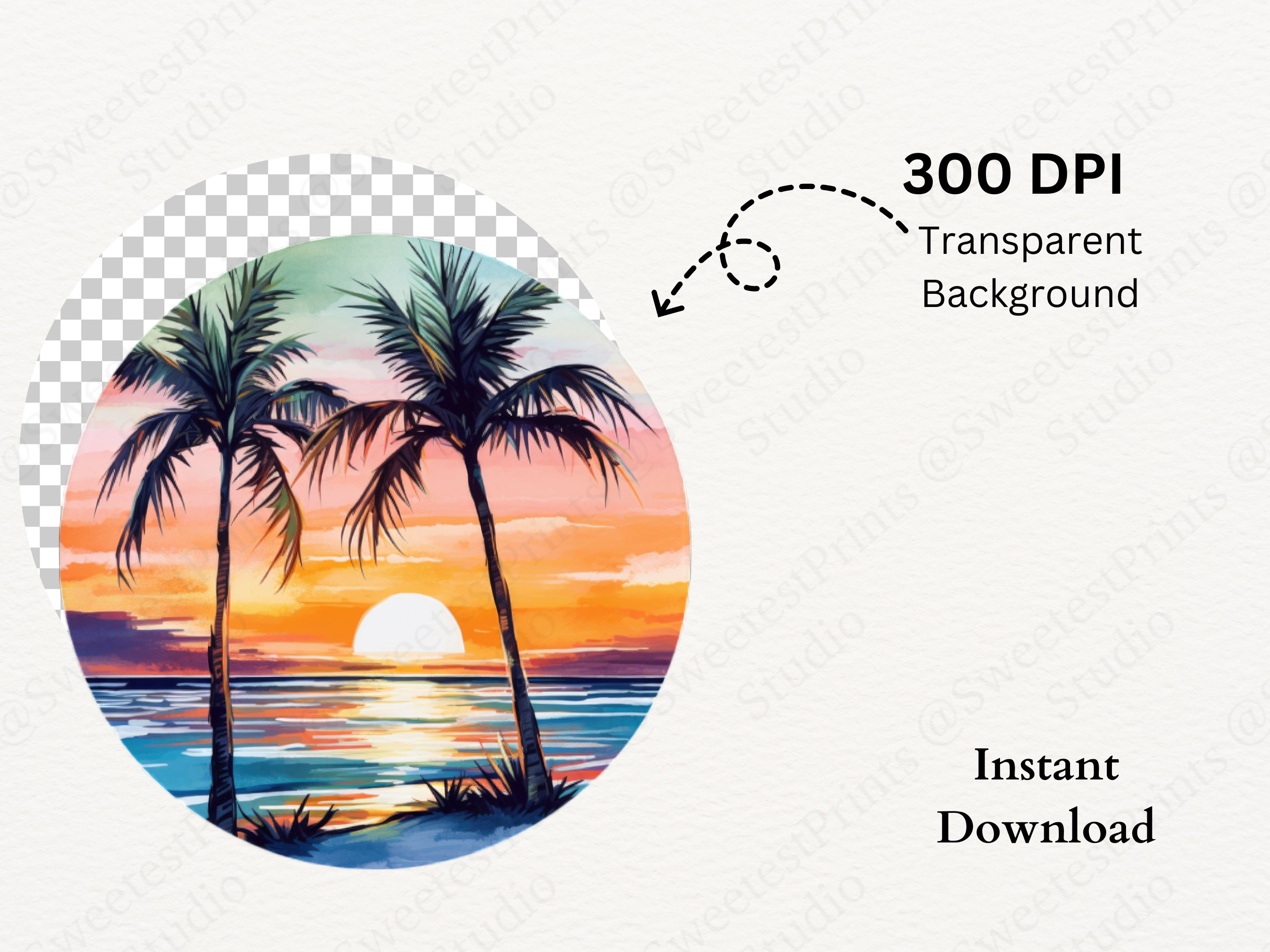 Watercolor Tropical Palm Tree Clipart Set, Summer Spring Beach Holiday ...