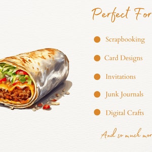 Single Burrito Mexican Food Watercolor Clipart, Digital Food ...