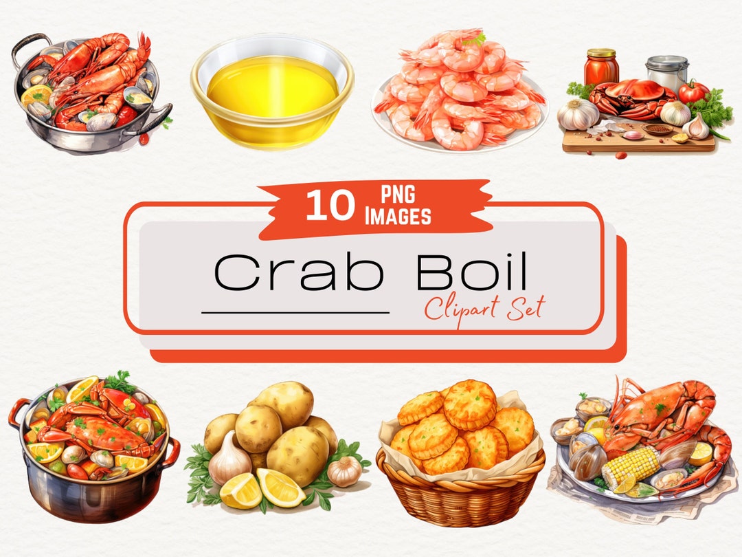 Watercolor Seafood Boil Digital Clipart Bundle, Summer Cajun Crab ...
