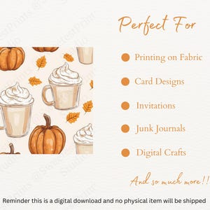 Watercolor Pumpkin Spice Seamless Digital Pattern, Cute Fall Latte ...