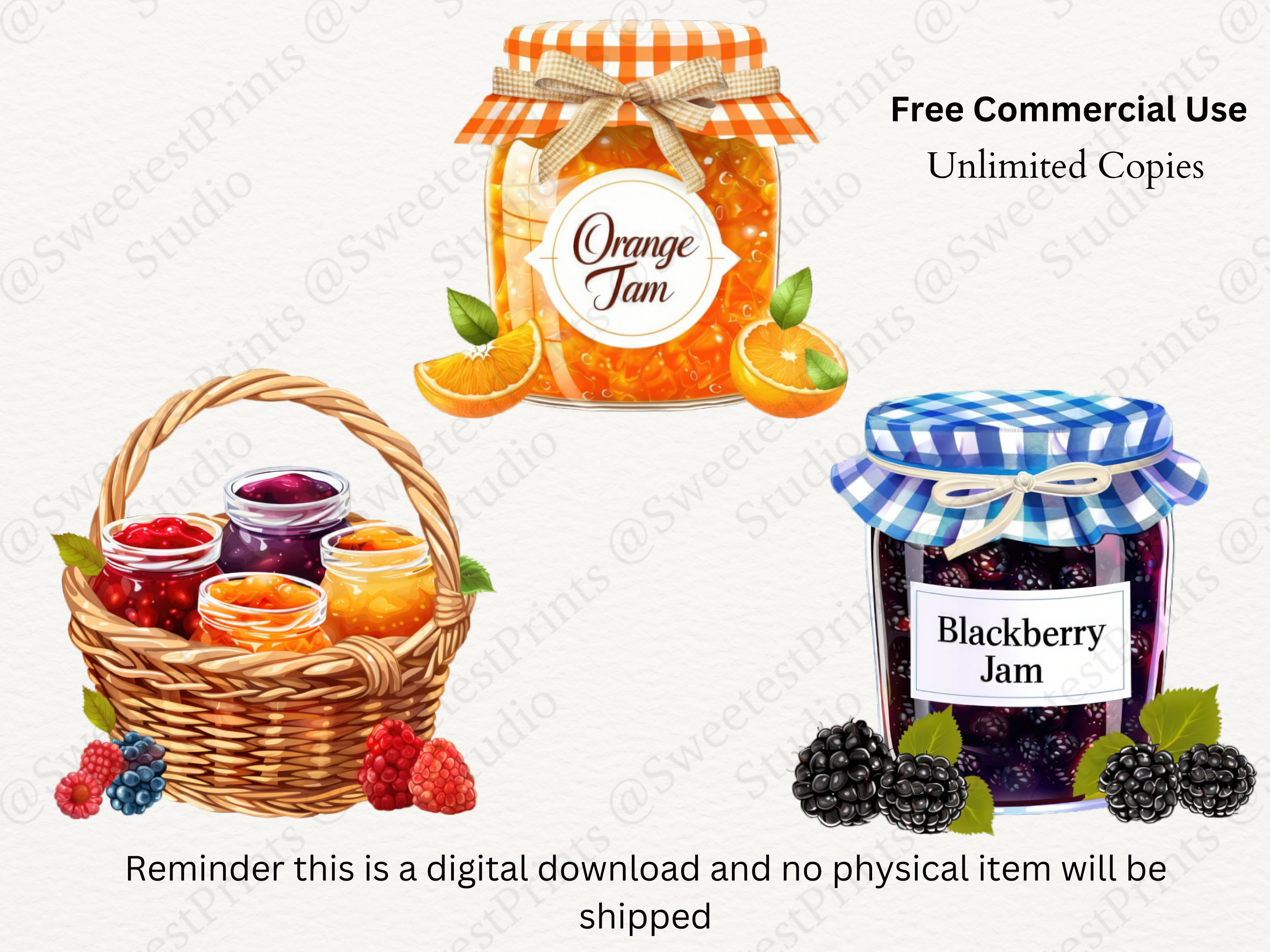 Watercolor Fruit Jam Jars Clipart Bundle, Fruit Berry Jelly Digital ...