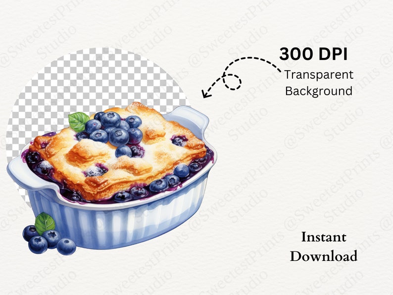 Watercolor Fruit Cobbler Dessert Clipart Bundle, Southern Peach Pastry ...