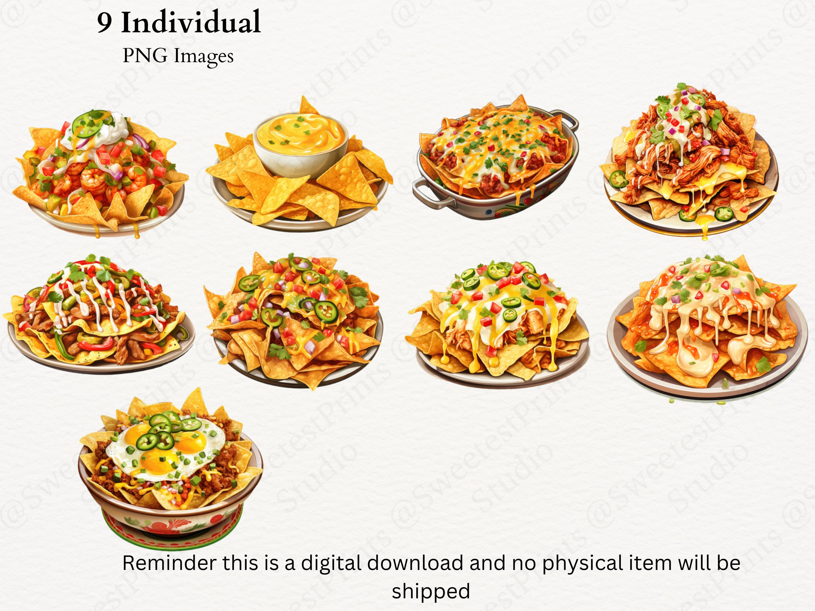 Watercolor Loaded Nachos Clipart Bundle, Party Snacks Fast Food ...