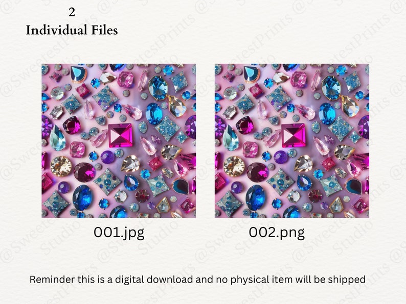 3D Jewels Seamless Digital Pattern, Gemstones Repeating Tile ...