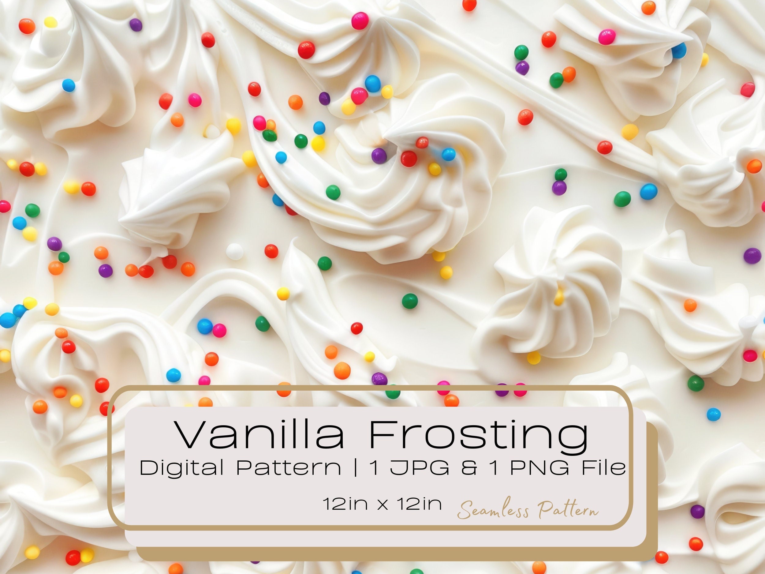 3D Vanilla Frosting Seamless Digital Pattern, White Bakery Dessert Cake ...