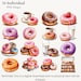 Donut Watercolor Clipart Bundle, Donut and Coffee Digital Food Art ...