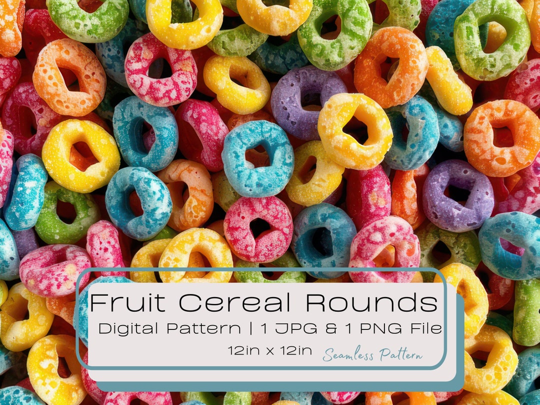 1 3D Morning Fruit Ring Cereal Seamless Digital Pattern, Breakfast Bowl ...