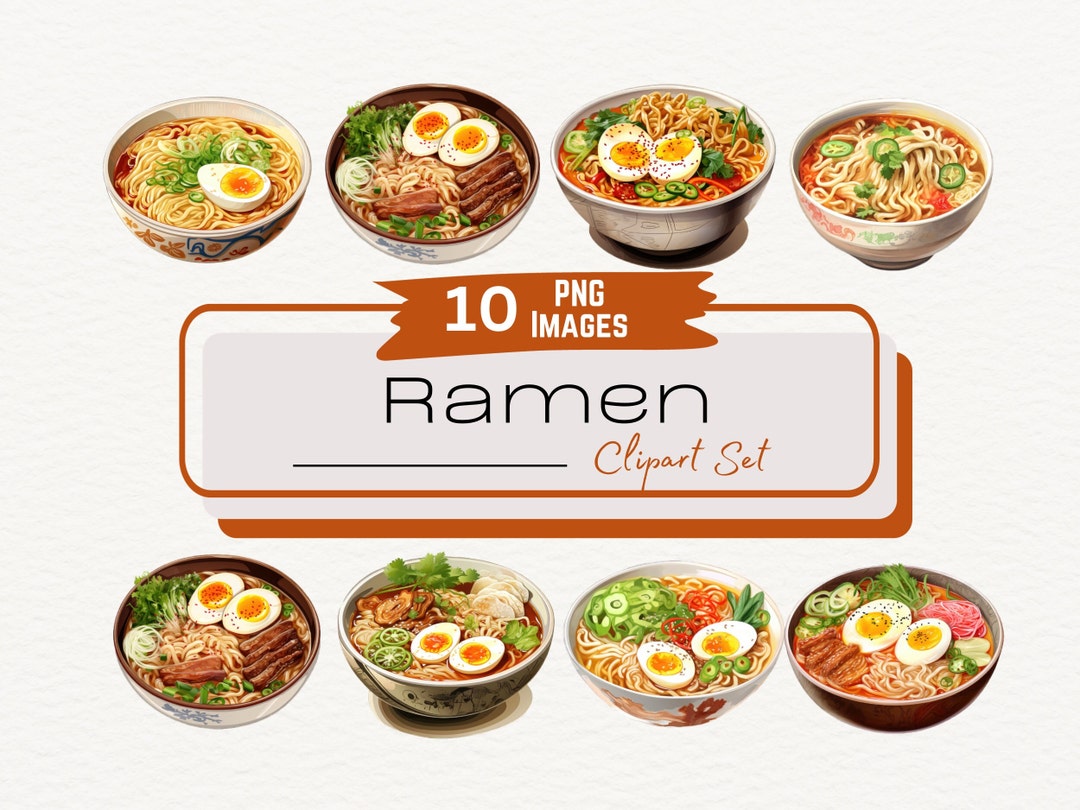 Watercolor Ramen Clipart Bundle, Digital Asian Food Illustration PNG ...