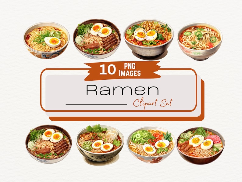 Watercolor Ramen Clipart Bundle, Digital Asian Food Illustration PNG ...