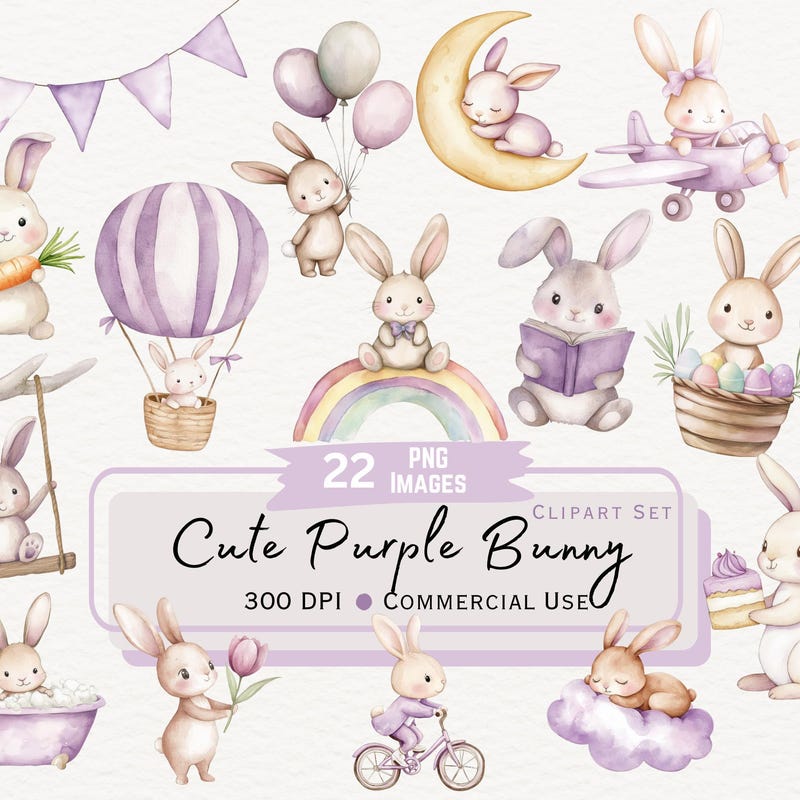 Cute Purple Bunny - Etsy UK