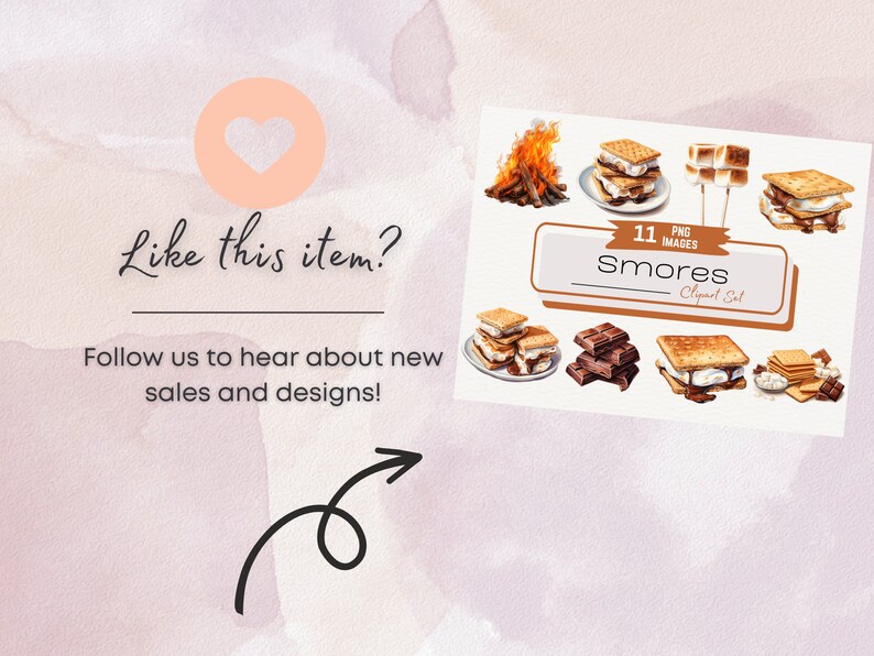 Watercolor Single S'more Clipart, Cute Camping Dessert Digital ...