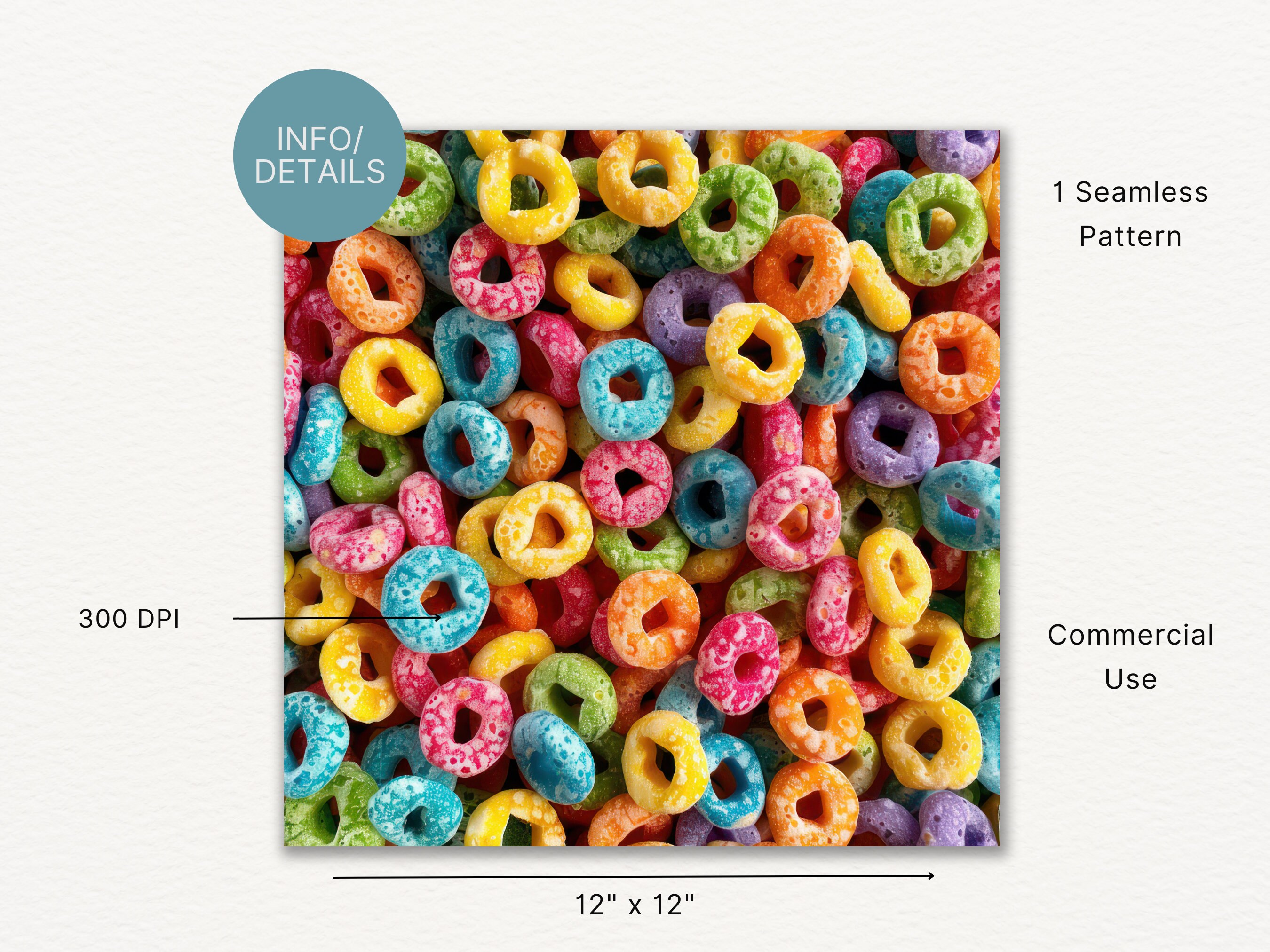 1 3D Morning Fruit Ring Cereal Seamless Digital Pattern, Breakfast Bowl ...
